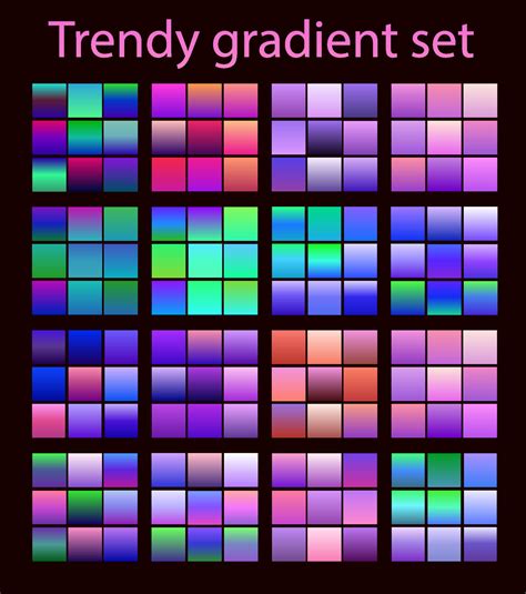 Set Swatches Colorful Gradient Background Violet Palette Of Vector Patterns For Design And Web