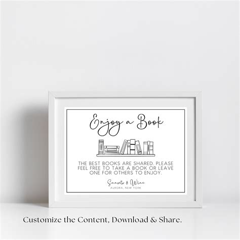 Editable Airbnb Reading Library Sign Printable Home Library Sign Airbnb Books Sign Lending
