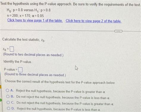 Solved Test The Hypothesis Using The P Value Approach Be