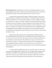 PICOT Question PICOT Question P Do Adult Suffering From Chronic Type II Diabetes I Benefit