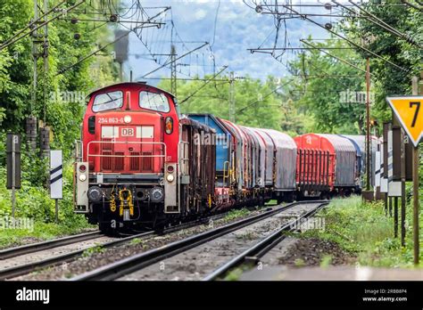 Goods Train Pulled By A Diesel Locomotive Locomotive Class V 90 Stuttgart Baden Wuerttemberg Goods Train Pulled By A Diesel Locomotive Locomotive Class V 90 Stuttgart Baden Wuerttemberg