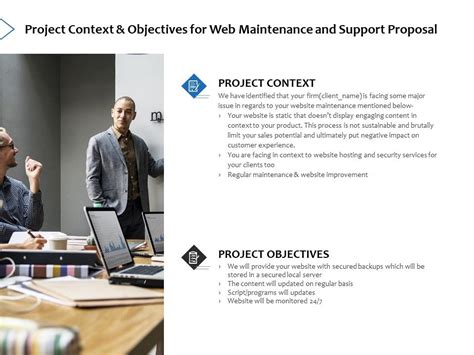 Project Context And Objectives For Web Maintenance And Support Proposal Ppt