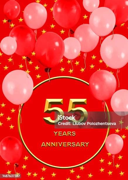 3d 그림 55 주년 축제 배경에 황금 숫자입니다 기념일 축하 파티를 위한 포스터 또는 카드 55에 대한 스톡 사진 및 기타 이미지 Istock