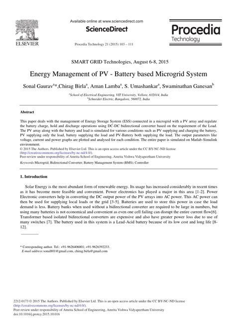 pdf energy management of pv battery based microgrid system