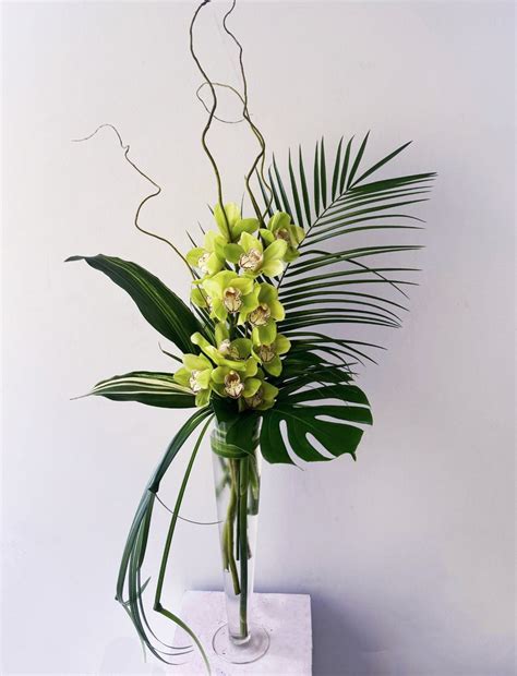 Seaside Cymbidiums Shown Contemporary Flower Arrangements Foliage