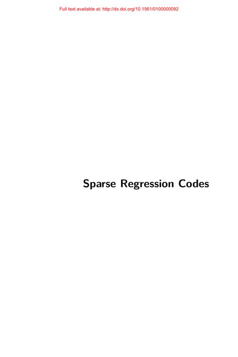 Pdf Sparse Regression Codes