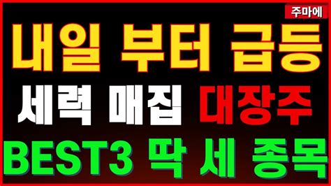 내일 급등주 내일부터 미친 급등 나올 3종목 폭발 직전 세력 매집 대장주 주포 움직임 포착 목표가 매매 전략