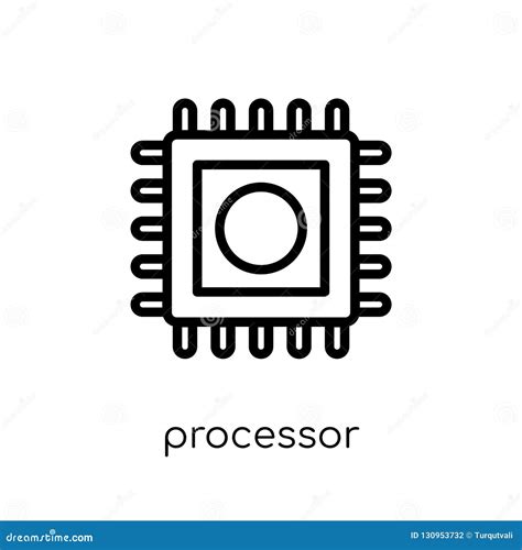 Processor Icon Trendy Modern Flat Linear Vector Processor Icon Stock Vector Illustration Of