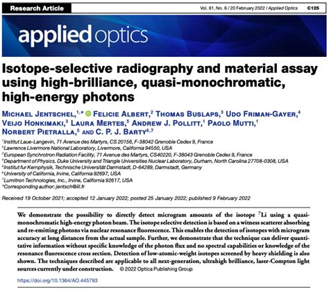 Professor Barty And Colleagues Publish On Isotope Detection Via Nuclear