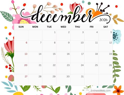 December 2026 Calendar Printables Entheosweb