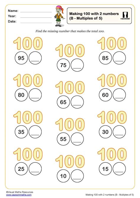 Making 100 With 2 Numbers Worksheet A Multiples Of 10 Fun And Making 100 With 2 Numbers Worksheet A Multiples Of 10 Fun And