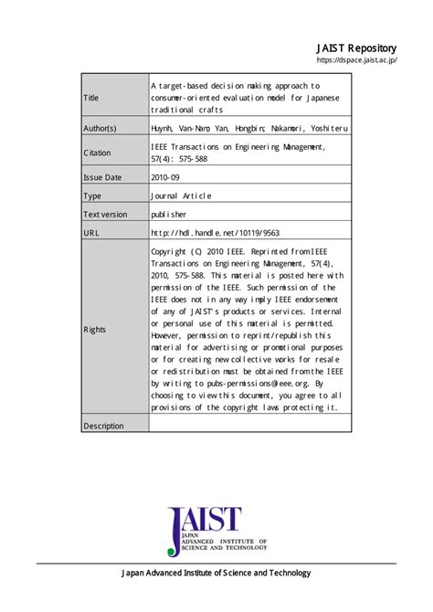 Pdf A Target Based Decision Making Approach To Consumer Oriented