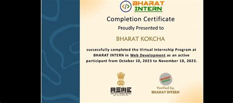 bharat kokcha on linkedin bharatintern opportunity webdevelopment thankyou