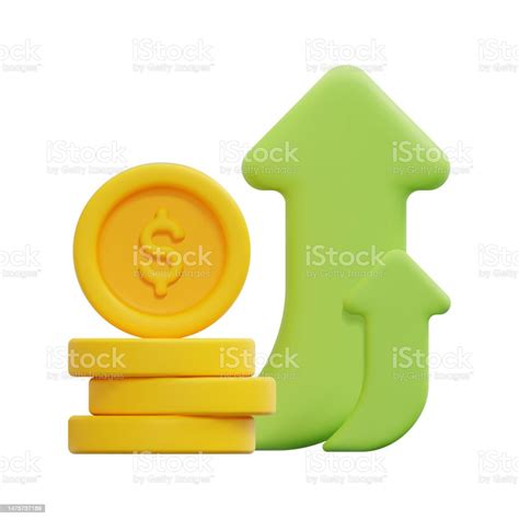 3d 이익 아이콘 벡터입니다 흰색 배경에 격리 3d 투자 비즈니스 및 금융 개념 만화 최소한의 스타일 3d 돈 동전과 화살표 아이콘 벡터 렌더링 그림입니다 0명에 대한 스톡