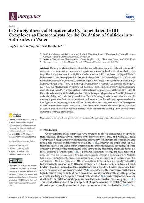 Pdf In Situ Synthesis Of Hexadentate Cyclometalated Ir Iii Complexes
