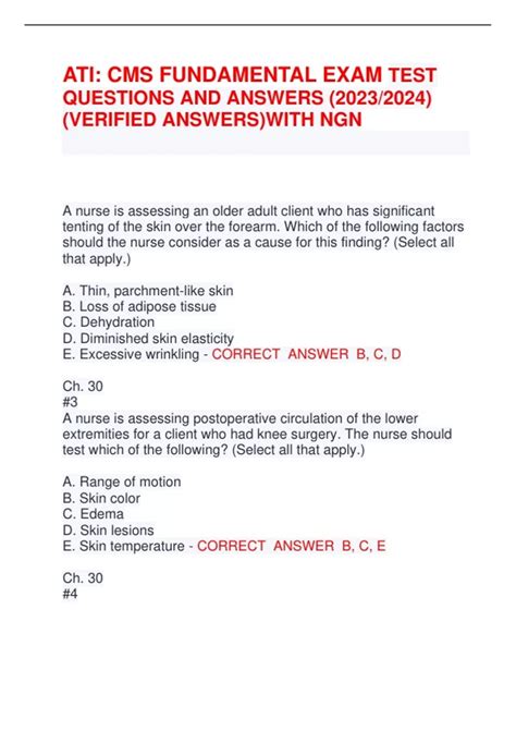 Ati Cms Fundamental Exam Test Questions And Answers 20232024