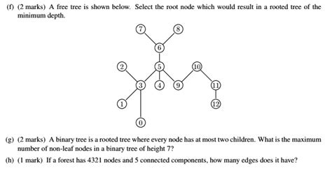 Solved2 Marks Free Tree Is Shown Below Select The Root Nodc Which