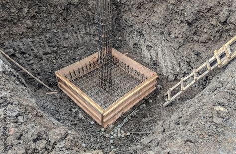 Formwork With Reinforcement Bar For Pad Footing Construction Of Pad Footing Foundation Where