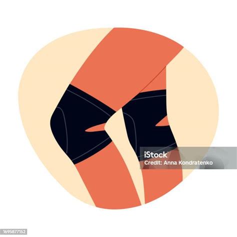 보호용 무릎 패드가 있는 여성 다리 춤 피트니스 및 스포츠를 위한 안전 장비 무릎 관절 생활 방식을 보호하십시오 만화 스타일의 벡터 그림입니다 격리된 흰색 배경입니다 무릎에