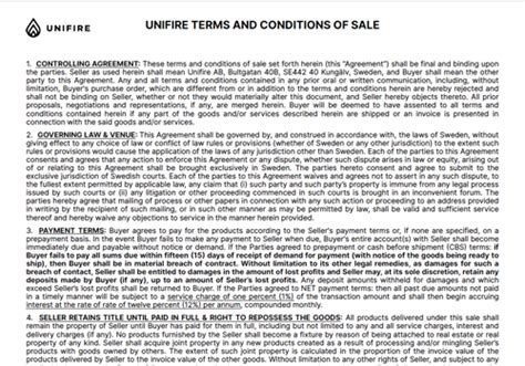 Unifire Tandcsale Unifire Ab