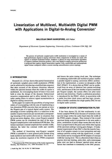 pdf linearization of multi level multi width digital pwm with applications in digital to
