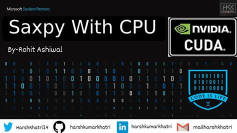 Saxpy With Cpu Cuda Nvidia Youtube