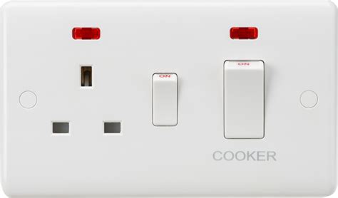 Knightsbridge Curved Edge 45a Dp Cooker Switch And 13a Socket With