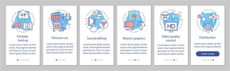 Video Production Onboarding Mobile App Page Screen Vector Template Film Making Process Movie