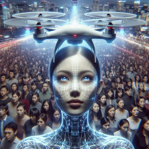 AI Drone Scanning Faces Image