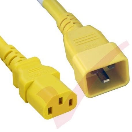 Metre Yellow Male C Plug Female C Power Extension Cable