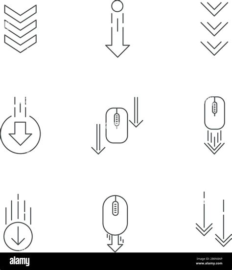 scrolling down arrows pixel perfect linear icons set web cursor pc