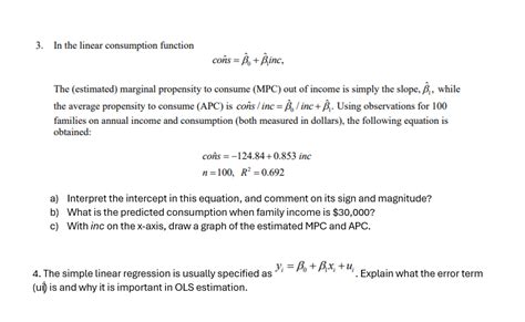 Solved In The Linear Consumption Function ﻿cons