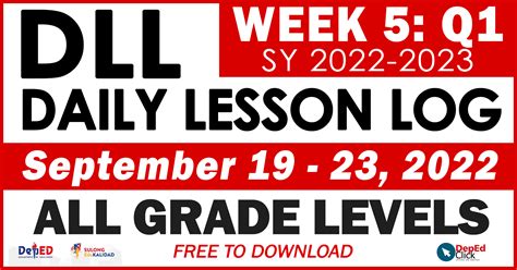 Daily Lesson Log Quarter 1 Week 5 Sept 19 23 2022 Free Download Deped Click