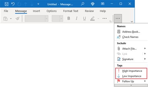 Message Importance Priority Microsoft Outlook 365