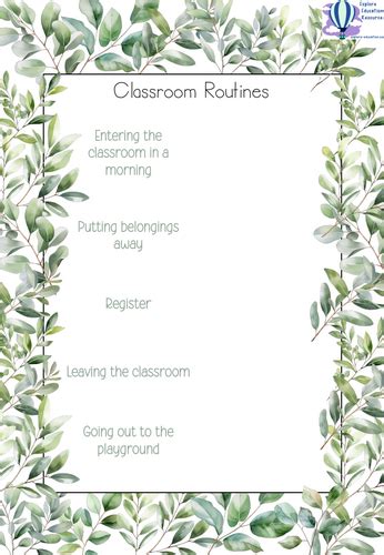 Classroom Routines Template Teaching Resources