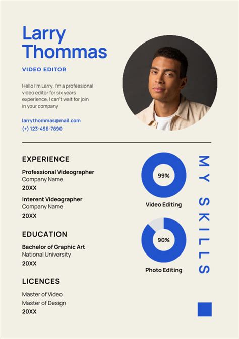 Professional Video Editor Skills Online Resume Template Vistacreate