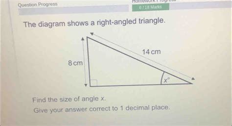 solved question progress 6 18 marks the diagram shows a right angled