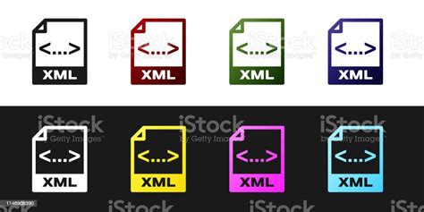 設置 Xml 檔文檔圖示下載在黑色和白色背景上隔離的 Xml 按鈕圖示xml 檔符號向量插圖向量圖形及更多互聯網圖片 互聯網 個人電腦