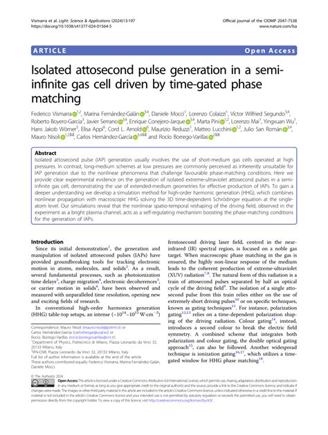 Pdf Isolated Attosecond Pulse Generation In A Semi Infinite Gas Cell