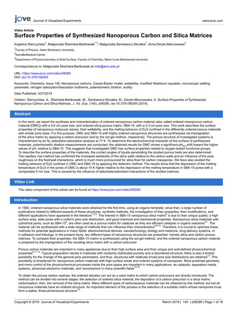 Pdf Surface Properties Of Synthesized Nanoporous Carbon And Silica