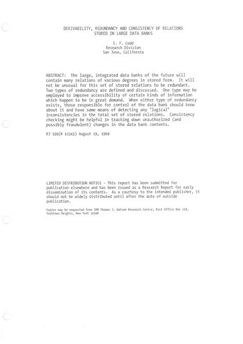 Solution Derivability Redundancy And Consistency Of Relations Stored