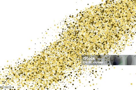 흰색에 고립 된 골드 반짝이 텍스처 황색 입자 색상 축하 배경 색종이의 황금 폭발 벡터 일러스트레이션 거친 필름 효과에 대한 스톡 벡터 아트 및 기타 이미지 Istock