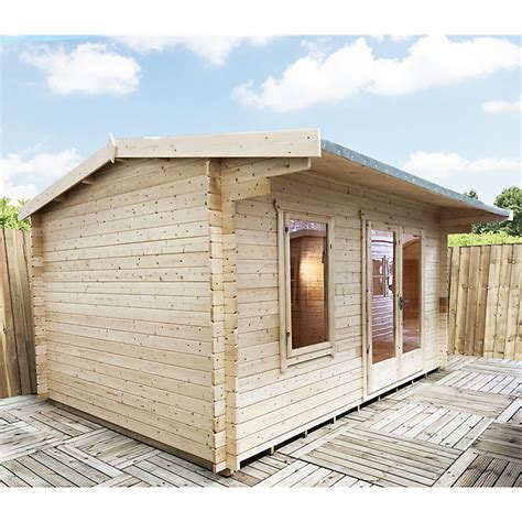 36m X 30m Reverse Apex Log Cabin 34mm Diy At Bandq