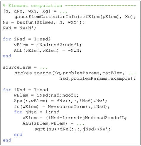 Extract Of The Hdg Stokes Elementalmatrices Function That Computes The Download Scientific