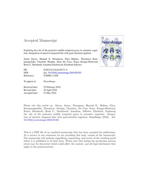 Solution Exploring The Role Of The Posterior Middle Temporal Gyrus In