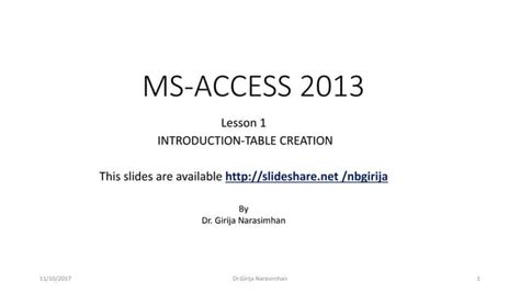 Ms Access Lesson 1 Create Table Pdf