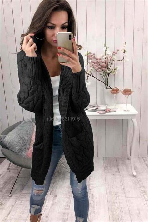 Дълги жилетки с качулка S M L Xl Пуловер Дамско Облекло Шумен Дамски дълги жилетки с к