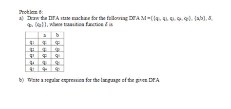 Solved Problem A Draw The DFA State Machine For The Chegg