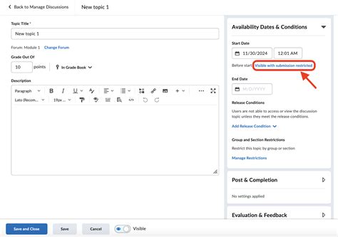 setting and updating discussion dates in brightspace teaching guides