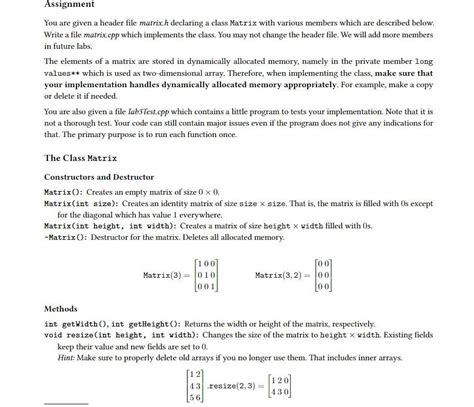 Solved Assignment You Are Given A Header File Matrixh